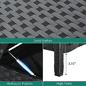 YITAHOME 170 Gallon Wicker Deck Box, XL All-Weather Outdoor Storage Box, Rattan Storage Bin for Patio Furniture, Outdoor Cushions, Pool Storage and Garden Tools - Black