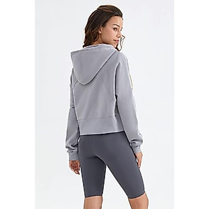 Orolay Women's Zip-Up Cropped Hoodie Casual Long Sleeve Sweatshirt Workout Hooded Jacket Basic Pullover Top Grey Full-zip X-Small