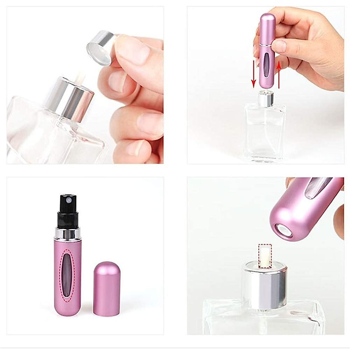 InfantLY Bright 5ml Perfume Atomizer Portable Liquid Container for Cosmetics Mini Aluminum Spray Empty Bottle Refillable for Traveling
