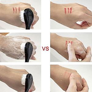 Facial Cleansing Brush, 3 Packs Manual Face Brushes for Cleansing and Exfoliating, Face Scrubber to Massage, Deep Pore Exfoliation, Makeup Remove and Skin Care with Soft Bristles & Lid, Black