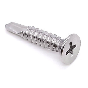 Glvaner 60pcs #10 x 3/4" Phillips Flat Head Self Drilling Screws, Stainless Steel 410, Flat Head Self Quick Self Tapping Screws for Sheet Metal Wood Plastic, Without Pre-drilled Holes