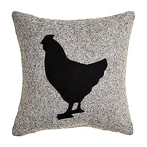Mud Pie Felted Farm Pillow, 8" x 8", Rooster