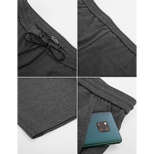 PJ PAUL JONES Men's Work Pants Elastic Waistband Casual Slim Fit Pleated Front Business Drawstring Tapered Pants Gray