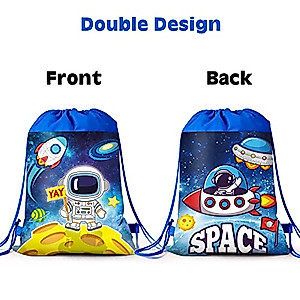 Beyton 24 PCS Outer Space Party Supplies Goodies Drawstring Bags,Space Galaxy Birthday Party favors bags For Boys Space theme birthday Party Decoration