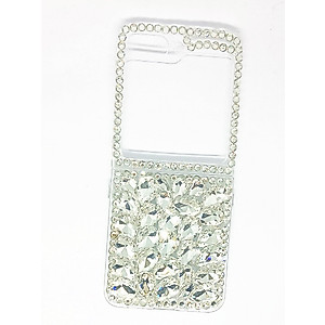 Aikukiki Case for Galaxy Z Flip 5,Galaxy Z Flip 5 5G Case,3D Handmade Sparkle Stunning Stones Crystal Diamond Bling Glitter Phone Case for Samsung Galaxy Z Flip 5 5G (2023) (Full White)