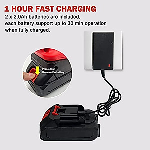 Hitish Cordless Leaf Blower, 20V 130MPH Electric Leaf Blower with 2 x 2.0Ah Battery & Fast Charger, Portable Leaf Blower with 2 Section Tubes & 2 Speed Control for Blowing Leaves, Snow Debris & Dust