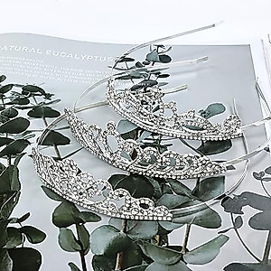inSowni 6 Pack Decorative Sparkling Rhinestone Silver Metal Crown Headbands Tiaras Wedding Bridal Birthday Party Prom Headpieces Hair Accessories for Women Flower Girls Teens Kids (12pcs Silicone Cover for Comfort Wear Included)