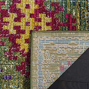 SAFAVIEH Monaco Collection Runner Rug - 2'2" x 8', Green & Multi, Boho Diamond Trellis Design, Non-Shedding & Easy Care, Ideal for High Traffic Areas in Living Room, Bedroom (MNC244G)