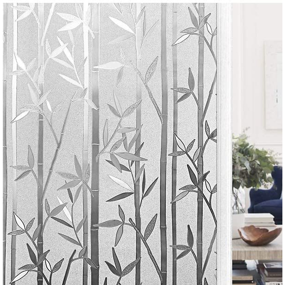 18x79 Privacy Window Films No Adhesive Static Cling Frosted Window Film Peel & Stick for Glass Window Decor Bathroom Sliding Door Self Care Stickers (White, One Size)