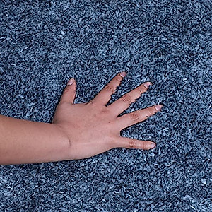 Machine Washable Solid Design Non-Slip Rubberback 2x6 Soft Shag Runner Rug for Hallway, Bedroom, Bathroom, Living Room, Kitchen, 2'2" x 6', Navy