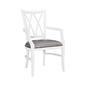 Pemberly Row Mid Century Wood Dining Arm Chair in White