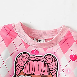 L.O.L. Surprise! Girl Skirt Set Long Sleeve Letter Print Sweatshirt Plaid/Pink Smocked Skirt Set 2PCS Clothes Set Outfit Pink 7-8 Years