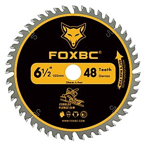 FOXBC 6-1/2" Track Saw Blade 48T Replacement for Makita Plunge Circular Saw, DeWalt Tracksaw, Wen CT1065