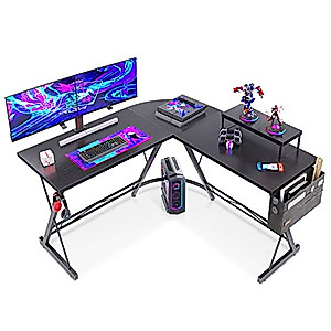 Casaottima L Shaped Gaming Desk, Home Office Desk with Round Corner, Computer Desk with Large Monitor Stand Desk Workstation, 51 inches
