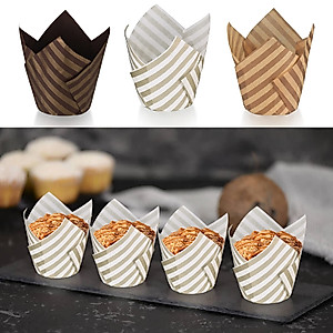 150 Pcs Tulip Cupcake Liners for Baking, Tulip Muffin Liners, Baking Cupcake Wrappers Cups Liners Non-stick Heat Resistant Greaseproof for Wedding Birthday Anniversaries