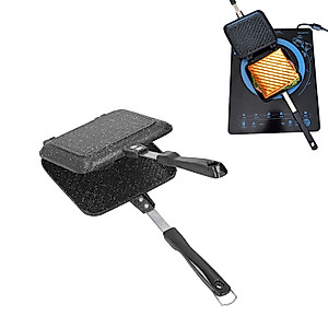 Double Sided Frying Pan, Stovetop Sandwich Maker Pan Aluminum Flip Pan Sandwich Panini Maker Pan for Home Kitchen