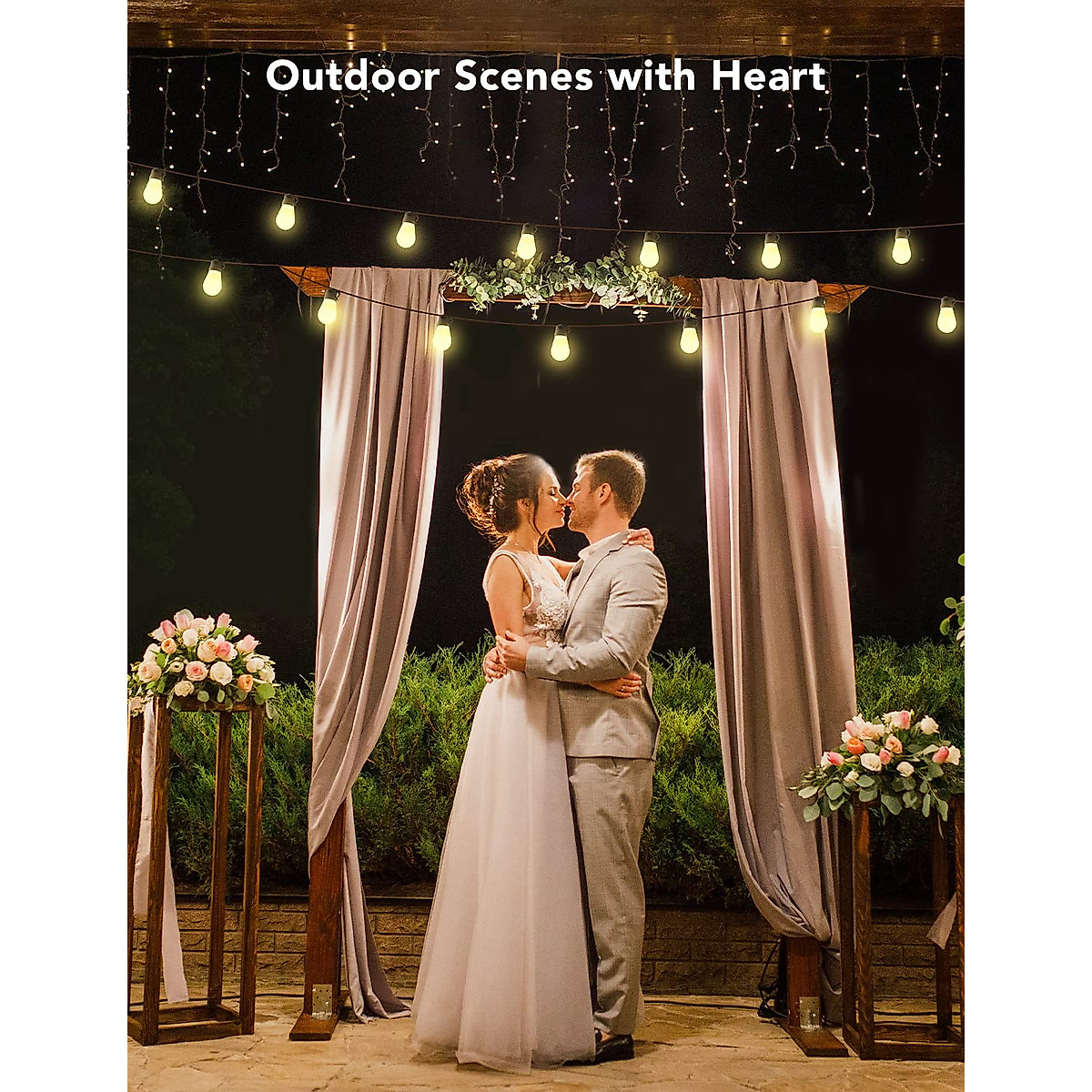 Govee Smart Outdoor String Lights H7020, RGBIC Warm White 48ft LED Bulbs for Outdoor, WiFi Patio Lights Work with Alexa, Google Assistant, APP Control, IP65 Waterproof