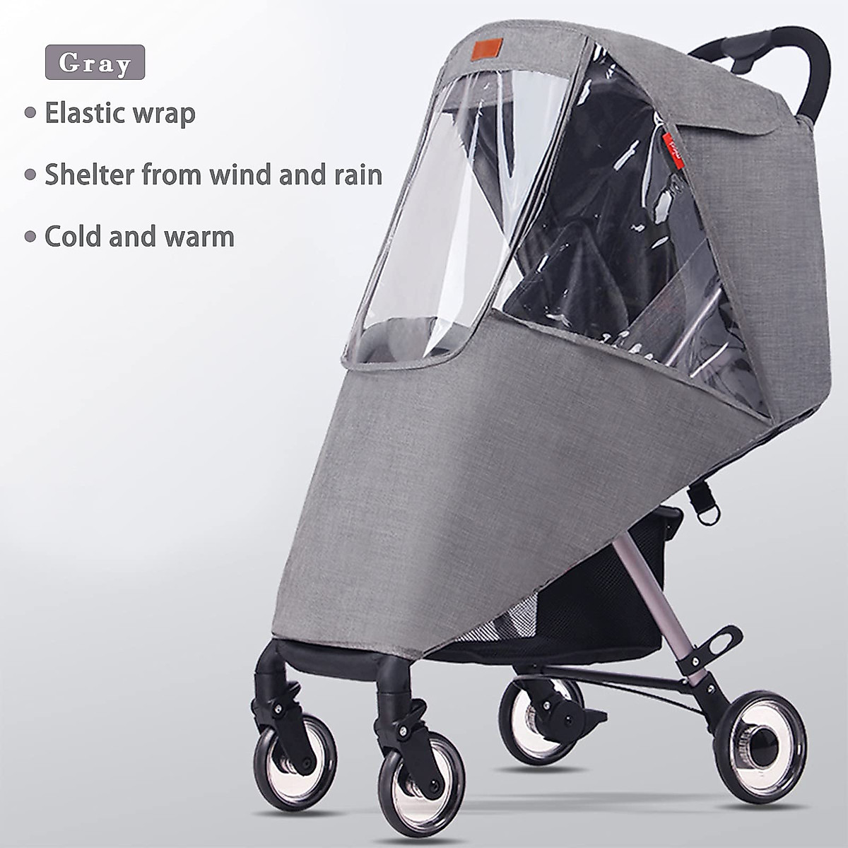 Universal Rain Cover for Baby Stroller Waterproof Windproof Rainy Weather Guard Air Holes Wind Dust Protection Breathable Shield Elastic Band Transparent Accessories with Storage Pocket