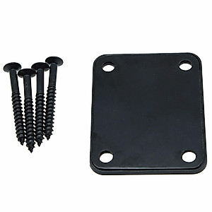 4-Bolt Electric Guitar Replacement Neckplate Bass Metal Neck Plate with Screws for FD Strat Tele or Basses Black