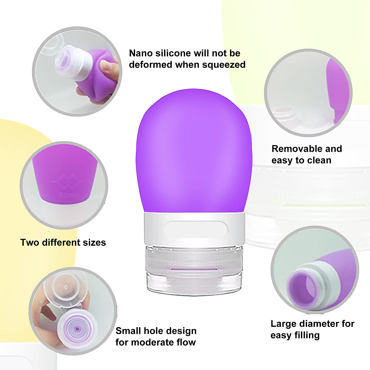 AICMEI 4-Pack Squeeze Salad Dressing Bottles, Leak Proof Food Storage Sauce Bottles Sauce Bottles, Portable Small Salad Dressing Containers,Food-grade Silicone- 4 Colors(1.3oz and 2 oz)