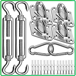Sun Shade Sail Hardware Kit - 6 Inch 304 Stainless Steel Sunshades Canopy Installation Kit for Install Rectangle & Triangle Shade Sails Deck Garden Lawn Patio Outdoor Metal Sail Shade Hardware Kit
