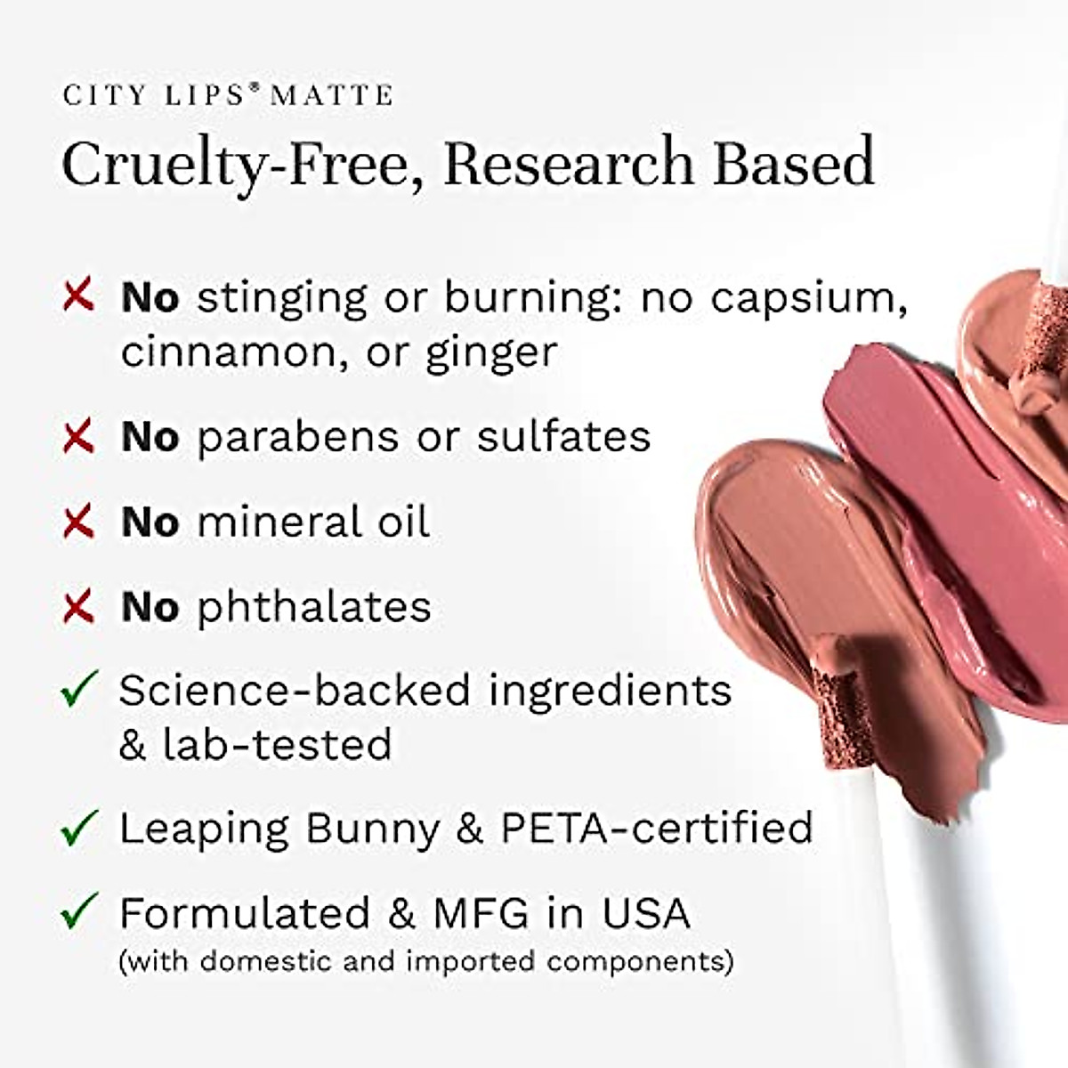 City Beauty City Lips Matte - Plumping Liquid Lipstick - Hydrate & Volumize - All-Day Wear - Hyaluronic Acid & Peptides Visibly Smooth Lip Wrinkles - Cruelty-Free (Blush Rose Matte)