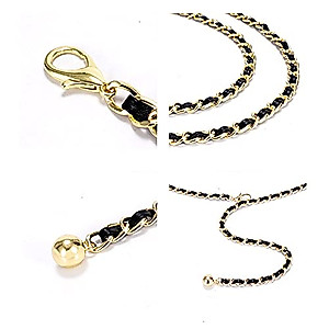 Gold Chain Waist Belts for Women for Dresses Black Leather Belt Belly Chain Jewelry for Women Long Waist Belt Body Chain Jewelry for Summer Beach