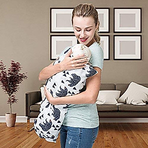 HGHG Cute Organic Cotton Muslin Swaddle Blankets Premium Receiving Blanket for Boys & Girls 47" x 47" Baby Bear Blanket