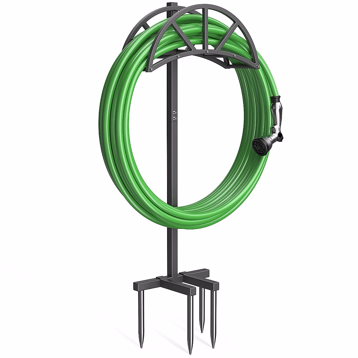 Keten Garden Hose Holder, 4 Spikes Freestanding Outdoor Hose Stand, Heavy Duty Water Hose Holder Rack and Storage Organizer for Lawn/Yard/Garden