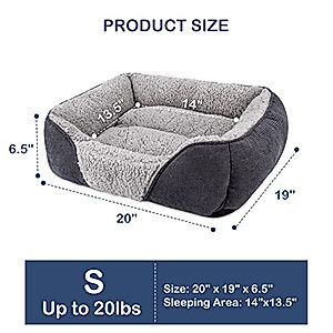 Siooko Small Dog Beds for Small Dogs Machine Washable Rectangle Puppy Bed with Anti-Slip Bottom, Soft Sleeping Pet Bed Durable (20'', Grey)