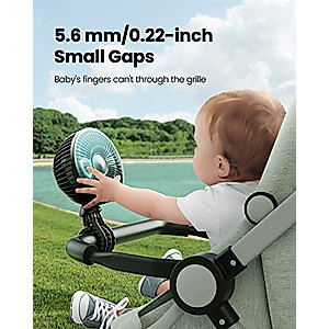 Gaiatop Baby Stroller Fan, 4000mAh Oscillating Mini Portable Fan with Lights, 4 Speeds Battery Operated 360° Rotate Flexible Tripod Small Clip On Fan Handheld Desk Fan for Car Seat Crib Travel Black