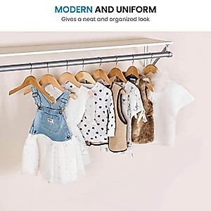 High-Grade Wooden Childrens/Kids Hangers (10 Pack) Smooth & Durable Wood Baby Hangers/Nursery Hangers - 12.5 Inch - Space Saving, 360° Hook & Cut Notches- Great Toddler Hanger for Dress Skirts Pants