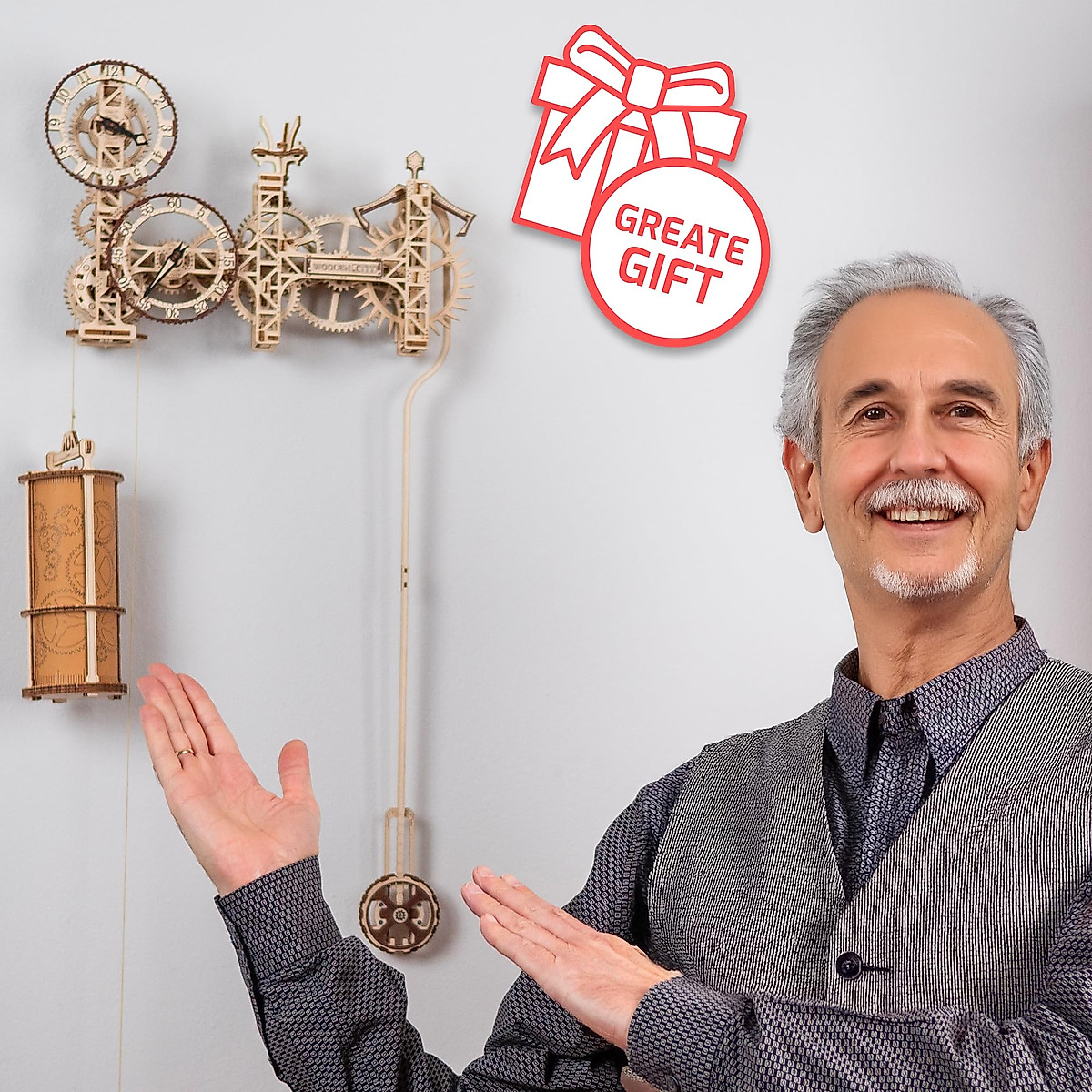 WOODEN.CITY 3D Puzzles for Adults - Steampunk Mechanical 3D Clock Puzzle - Making Kit - Wooden Clock Puzzle Model Kits for Adults - Wall Clock Decorative