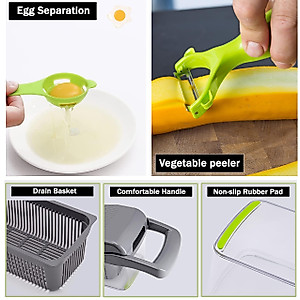 Vegetable Chopper | Pro Onion Chopper, RKINC Multifunctional 14 in 1 Food Chopper, Kitchen Vegetable Slicer Dicer Cutter, Peeler Veggie Chopper With 8 Blades, Carrot and Garlic Chopper With Container