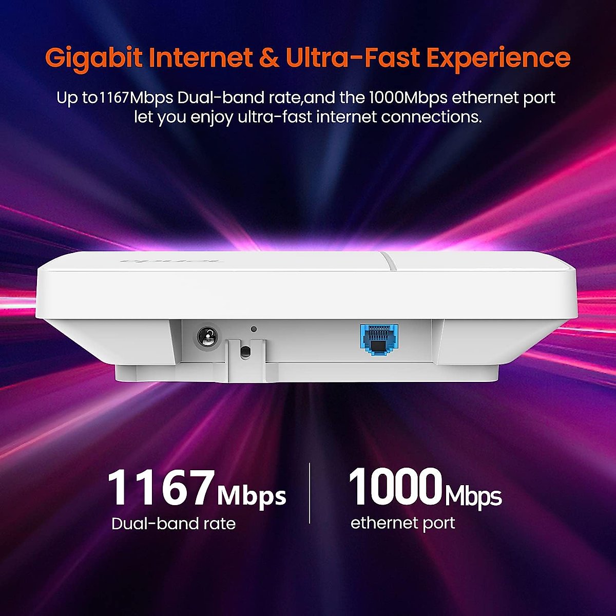 Tenda AC1200 Dual Band Gigabit Wireless Access Point, Ceiling Mount WiFi Access Point, Coverage 3200 sq.ft|PoE Powered|Surport IEEE 802.11ac Wave 2 and MU-MIMO|White(I24)