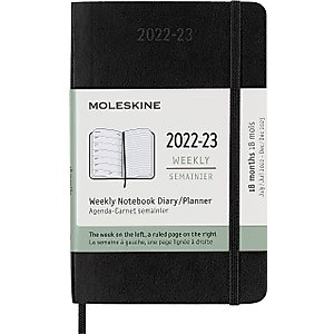 Moleskine Classic 18 Month 2022-2023 Weekly Planner, Soft Cover, Pocket (3.5" x 5.5"), Black