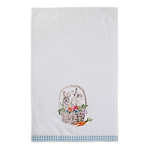 DII Easter Basics Collection Springtime Kitchen Essentials, Dishtowel Set, Floral Bunny, 3 Piece
