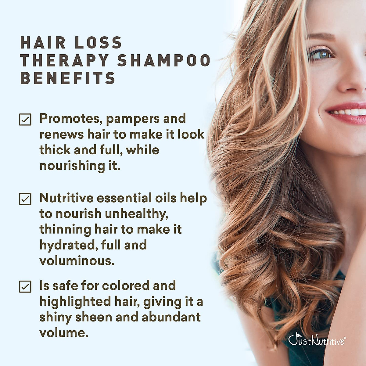 Hair Loss Therapy Shampoo & Conditioner | Hair Loss products for Thinning Hair | Hair Growth products for Men and Woman | Just Nutritive | 16 Oz