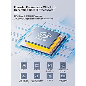 Baieyu Mini PC Windows 11 Pro, Core i9-11900H (Up to 4.90 GHz) 8 Core 16 Thread Mini Desktop PC, 32GB | 1TB, Fan Mini PC Supports 4K Triple Displays, Wi-Fi 5+BT4.2, USB3.0, USB2.0