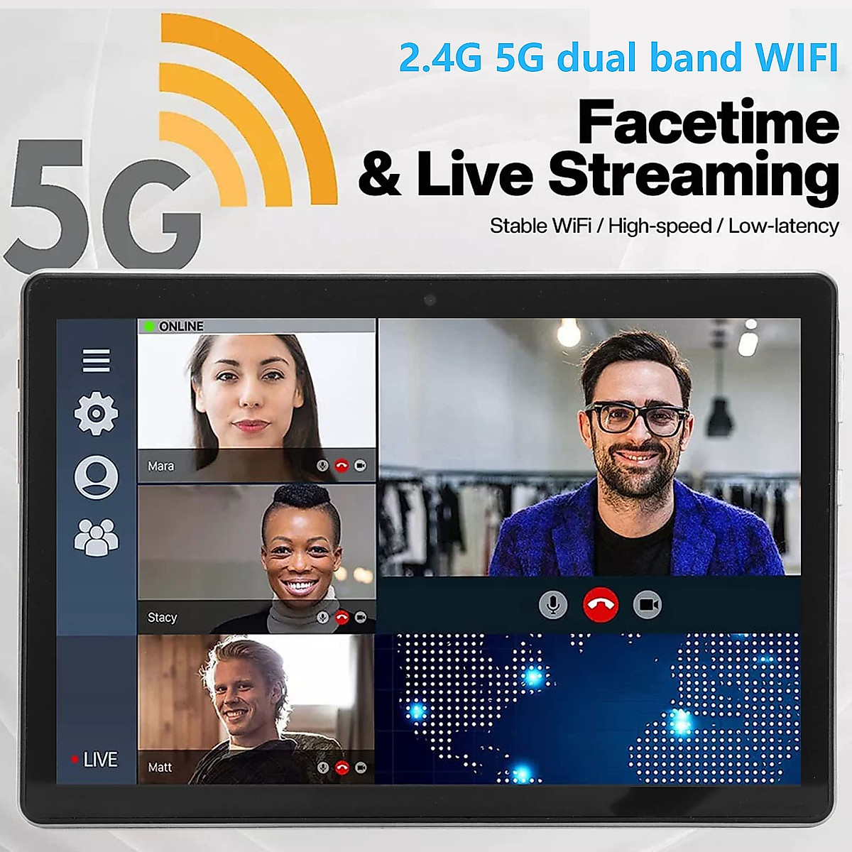 Jakoo HD Tablet, Silver Gray Type C Rechargeable Tablet 8. inch 6000 mAh Rechargeable for Painting UK Plug