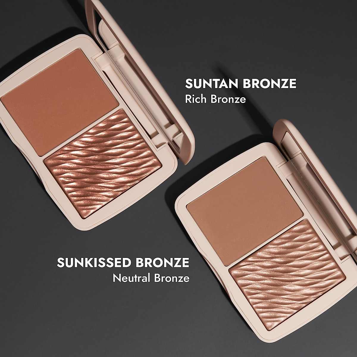 COVER FX Monochromatic Powder Bronzer Duo - Suntan Bronze - Soft Matte + Luminous Shimmer Finish - Create Custom, High Impact Bronze Glow