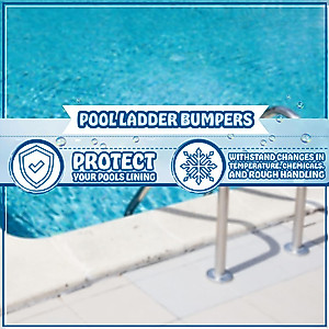 Poolzilla (2-Pack) Outside Pool Ladder Bumpers for Inground Pool - Pool Ladder Rubber End Caps Fit 1.9" Standard Swimming Pool Ladder Tubing - White