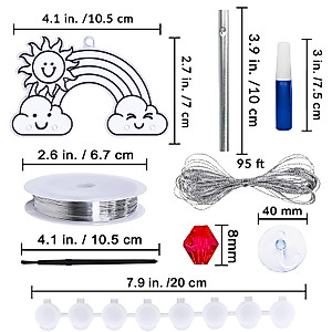 Winlyn 24 Sets Rainbow Suncatchers Ornaments Decorations DIY Window Paint Art Suncatchers Craft Kits Hanging Rainbow Sun Catchers for Kids Spring Summer Home Classroom Party Activity Art Project