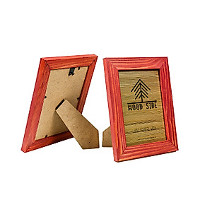 8.5 x 11 Wooden Rustic Picture Frames - Set of 2 for Diploma Documents and Certificates Wall Mount and Tabletop - Natural Wood Photo Frame - Red