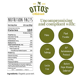 Otto's Naturals Cassava Flour, Gluten Free and Grain-Free Flour For Baking, Certified Paleo & Non-GMO Verified, Made From 100% Yuca Root, All-Purpose Wheat Flour Substitute, 2 lb Bag