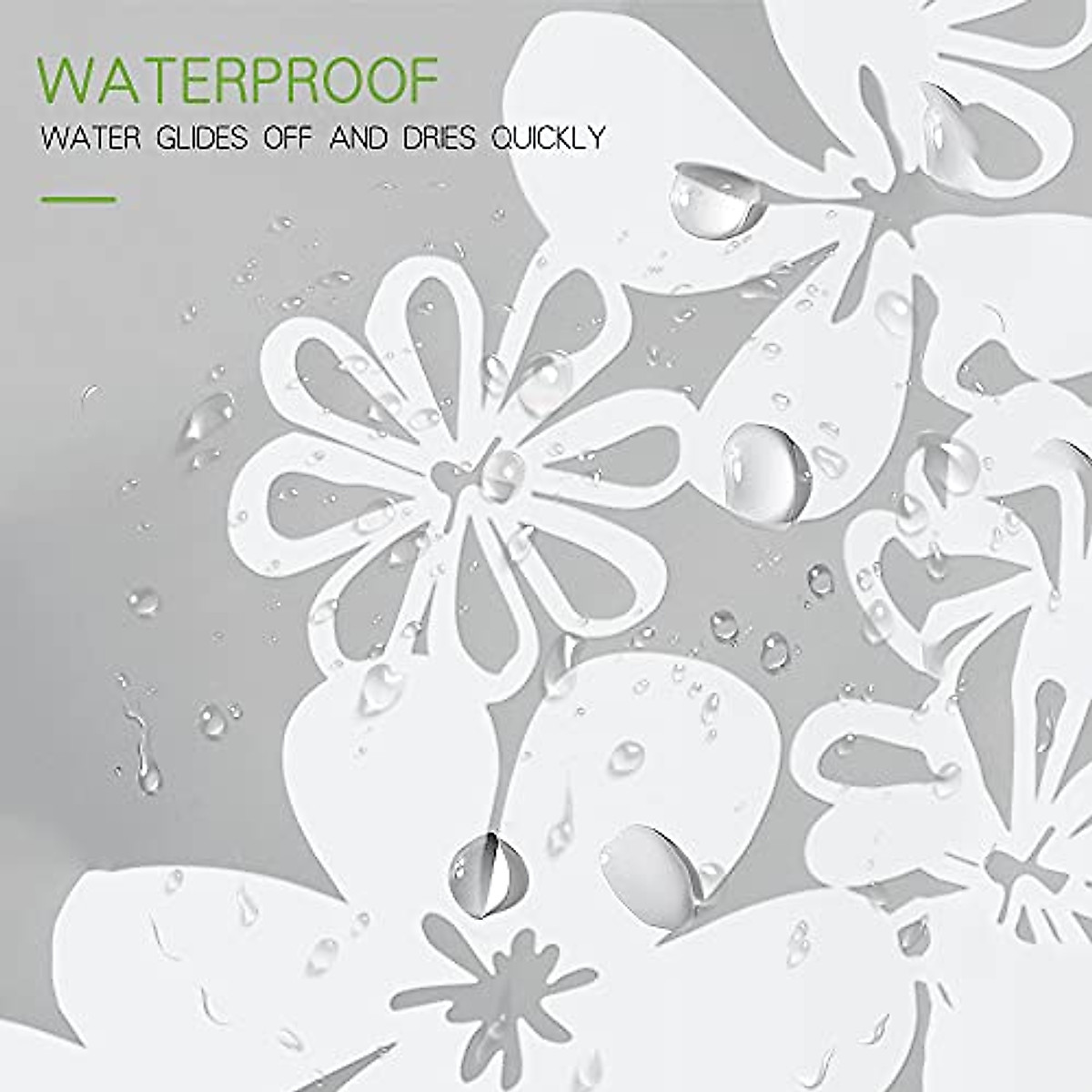 FYY Shower Curtain Liner, 72 Inch Waterproof PEVA Shower Curtain Liners with Metal Grommets and 12 Plastic Hooks Thick Bathroom Plastic Shower Curtain Liner-Flower