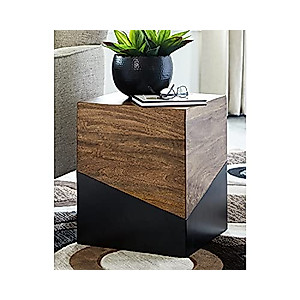 Signature Design by Ashley Trailbend Eclectic Accent End Table, Brown & Gunmetal