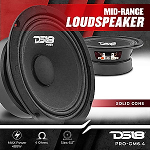 DS18 PRO-GM6.4PK Mid and High Complete Package - Includes 2X Midrange Loudspeaker 6" and 2X Aluminum Super Bullet Tweeter 1" Built in Crossover - Door Speakers for Car or Truck Stereo Sound System