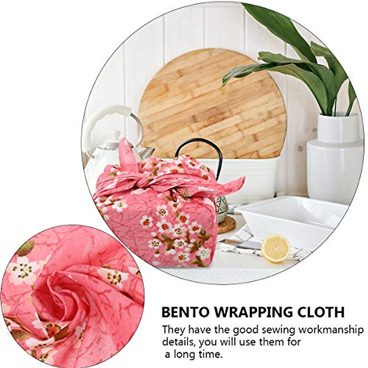 Amosfun Japanese Wrapping Cloth Handkerchief Japanese Bento Lunch Bandana Cover Pink Decorative Table Plate Cloth for Home Picnic Camping Outdoor Bento Wrapper 50X50CM