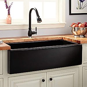 Signature Hardware 933888-36 Mitzy 36" Single Basin Fireclay Reversible Farmhouse Sink with Smooth Apron